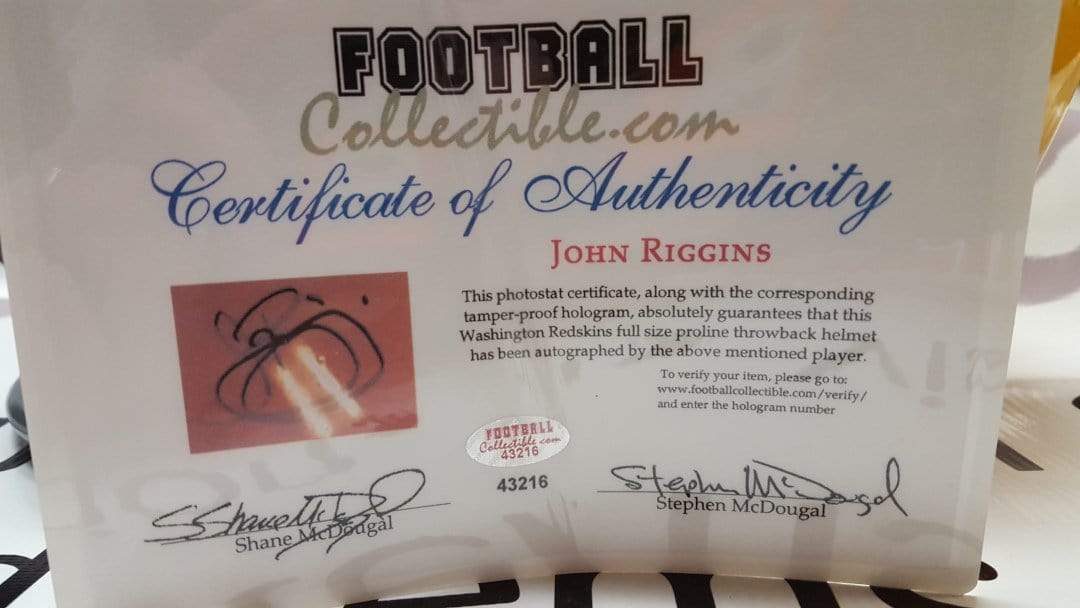 John Riggins Autographed Full Size Yellow Washington Redskins Yellow T ...